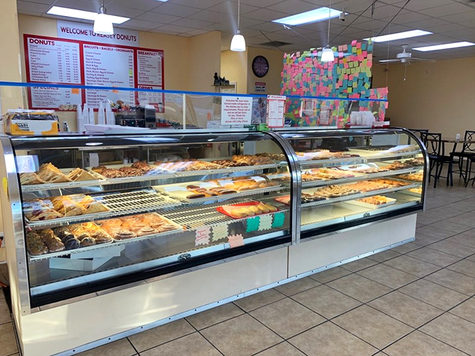 Donut nirvana awaits! Reasey's counter is like the pearly gates of pastry heaven, guarded by the aroma of freshly baked goodness.
