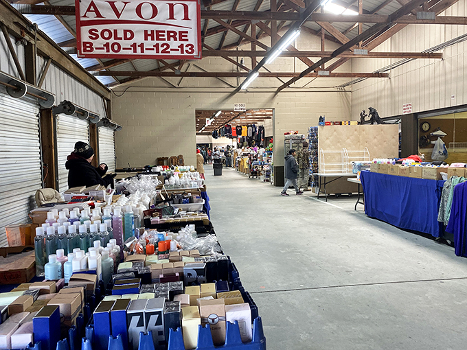 Avon calling... and calling... and calling! This display is a shrine to the persistence of door-to-door salespeople and the timeless appeal of scented lotions.