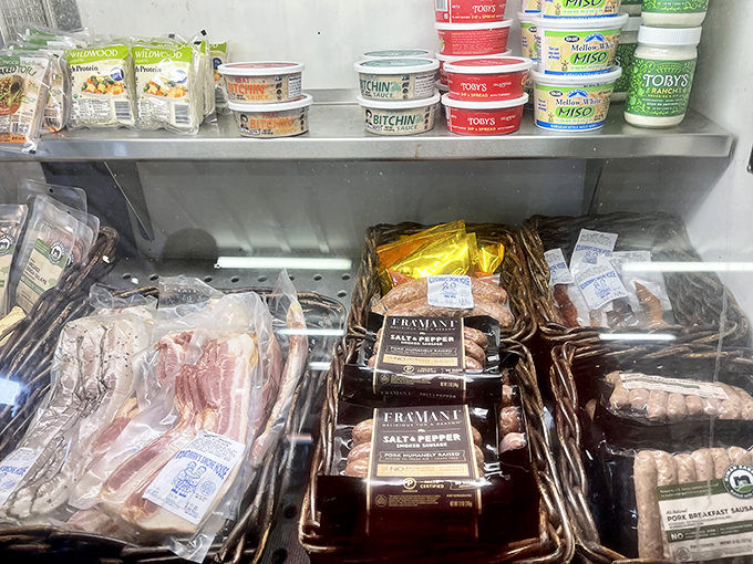 Meat lover's dream or vegetarian's nightmare? Either way, this deli case is stocked with enough protein to fuel your next coastal hike.