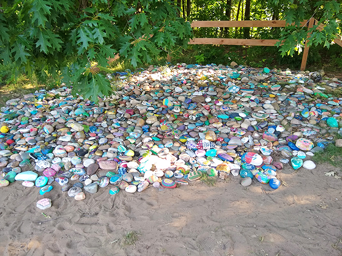 A rainbow you can touch! This collection of painted rocks is proof that sometimes, the best art galleries are found outdoors, curated by nature herself.
