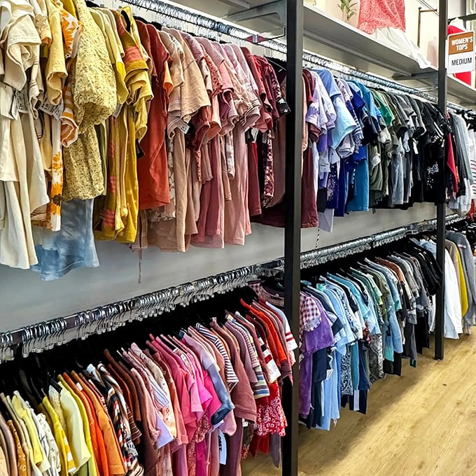A spectrum of style! This clothing display is more organized than my spice rack&hellip; and infinitely more fashionable.