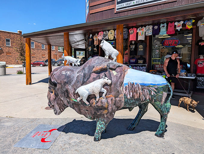A bison-sized appetite required! This quirky street art adds local flavor to Custer's charm, inviting visitors to "buffalo" their way through town.
