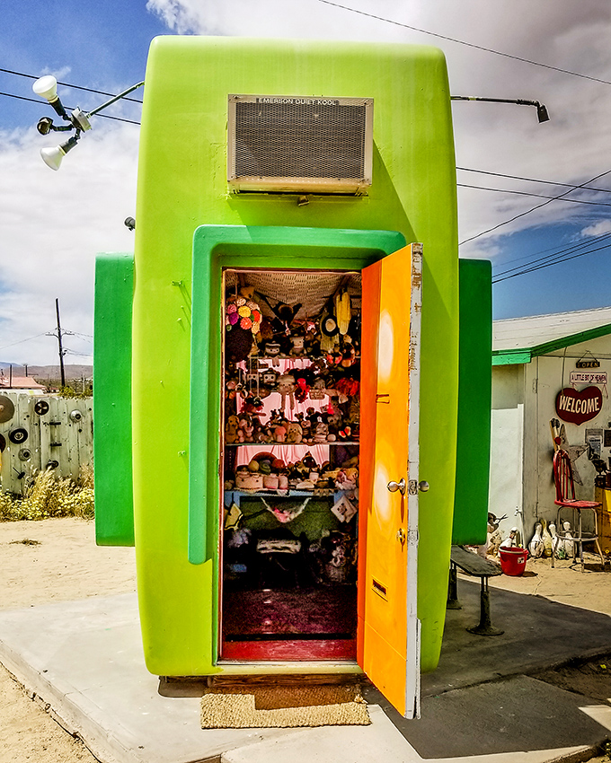 Peek inside the lime-green time machine and witness a world where every day is 'Bring Your Teddy to Work Day'&mdash;only the teddies are crocheted!