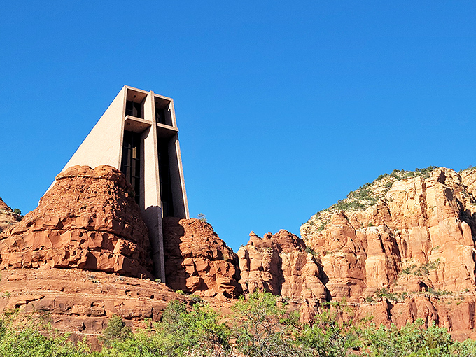 Heavenly views, earthly materials. This chapel proves that even God appreciates good architecture and a killer view.