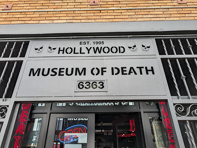 Not for the faint of heart! The Museum of Death's entrance is your portal to the macabre side of history.