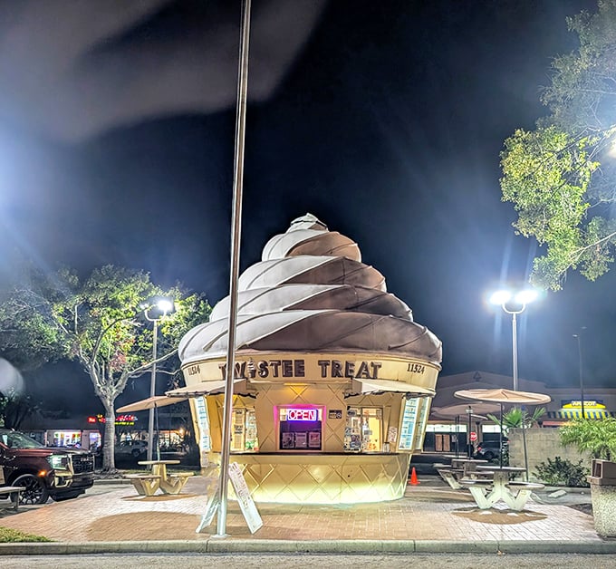 Ice cream architecture at its finest! These cone-shaped shops are what happens when dessert decides to supersize.