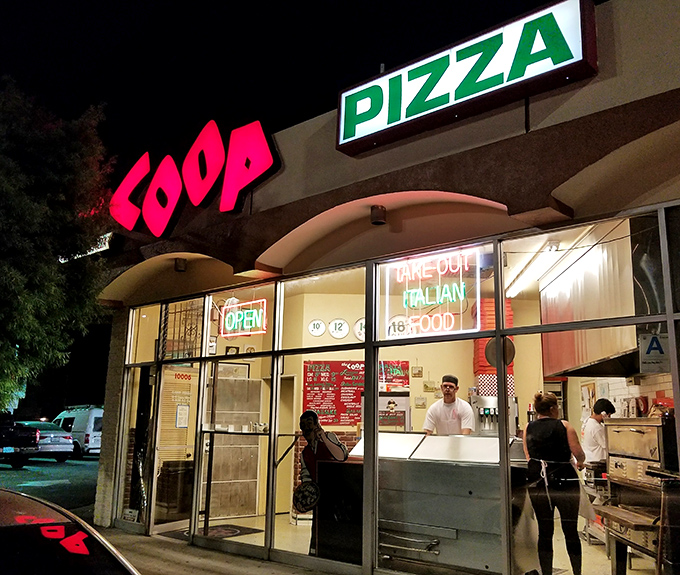 The Coop: Where 'Hangout Italian Food' isn't just a sign, it's a way of life. Come for the pizza, stay for the vibes.