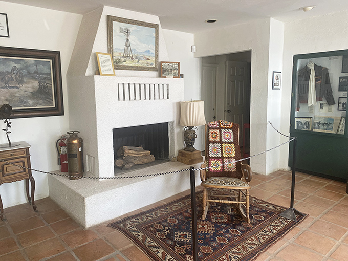 Cozy up to history! This fireplace has heard more tall tales than a presidential debate and looks twice as inviting.