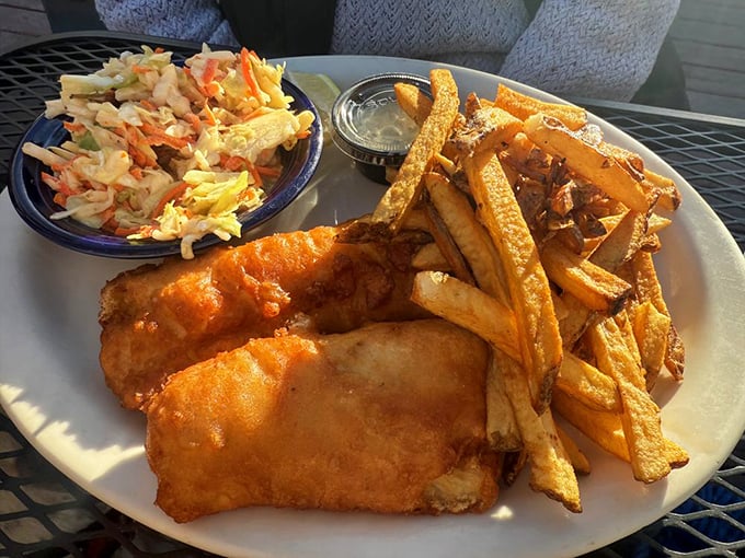 Fish so crispy, it could audition for a potato chip commercial. These fish and chips are the catch of the day, every day!