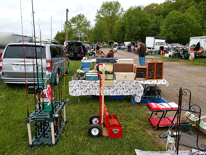 Fishing for a deal? This rod-tastic display is sure to reel in anglers faster than you can say "the big one got away!"