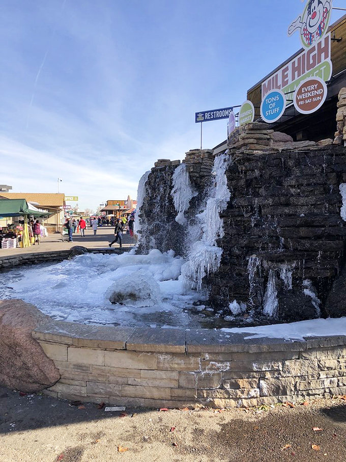 This icy waterfall is Mother Nature's way of saying, "Chill out, shoppers!" It's like a desktop screensaver come to life.