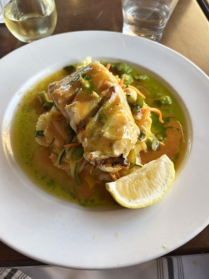 Grilled halibut that's anything but humdrum! This dish is so fresh, it might just swim off your plate if you're not quick enough.