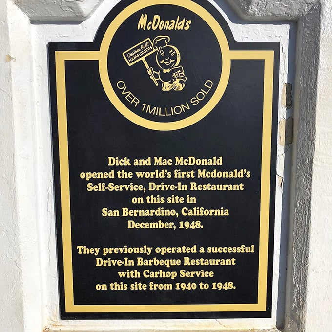 The birth of billions and billions served. This plaque marks the spot where fast food got its speediest start, forever changing American dining culture.