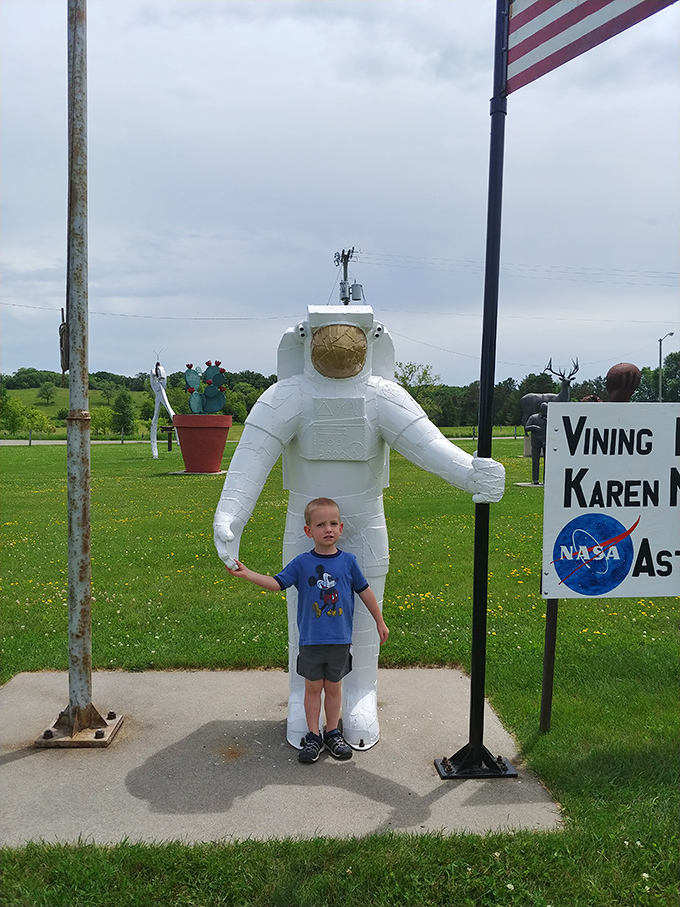 One small step for a child, one giant leap for imagination! This astronaut sculpture is out of this world.