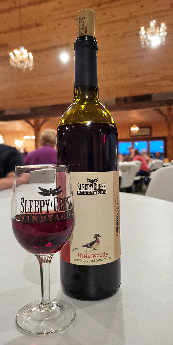 Bottled poetry! This locally produced wine isn't just a drink, it's liquid storytelling. Each sip is a chapter in the tale of Sleepy Creek.