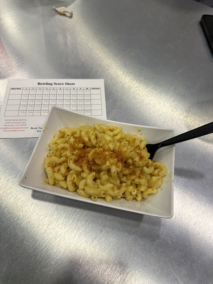 Mac and cheese: the official fuel of bowling champions. Carbs and dairy &ndash; a winning combination!