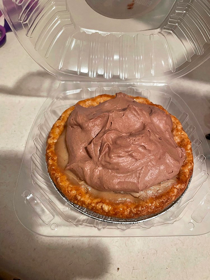 Peanut butter and chocolate had a baby, and it's this pie. Reese's, eat your heart out!