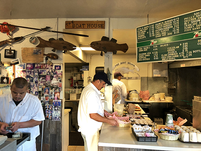 The kitchen crew at The Boat House: turning the bounty of the sea into edible masterpieces since... well, a long time ago.
