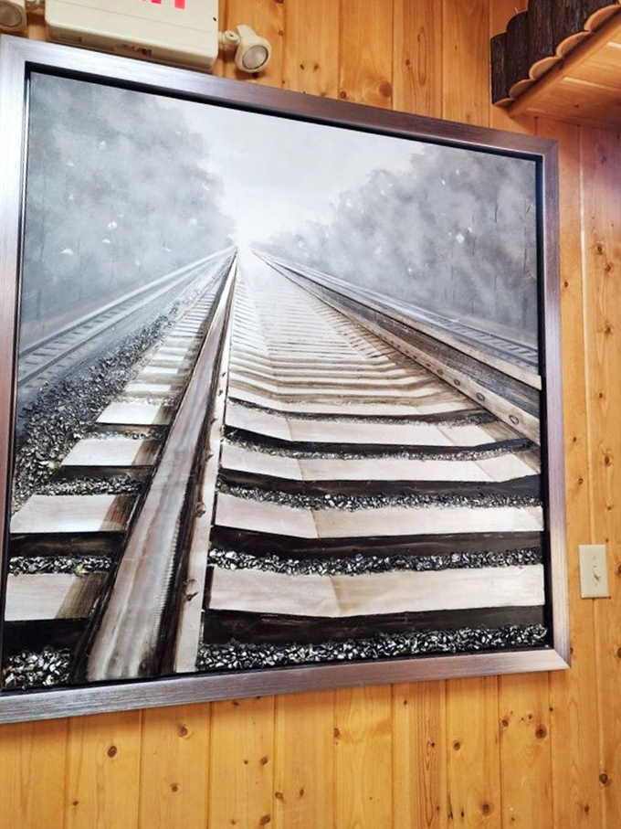 All aboard the sweetness express! This railway art reminds us that every journey is better with a pocket full of candy.