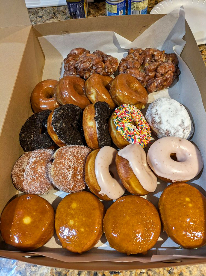 A box of joy, sprinkled with happiness. This assortment is like the Avengers of the donut world.