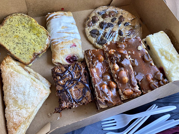 A box of joy, served to go! This assortment of baked beauties is like a treasure chest for your taste buds.