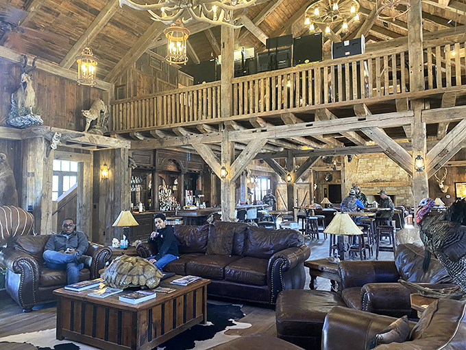 Cowboys meet comfort in this rustic retreat. It's the perfect spot to swap tank tales over a cold one &ndash; just don't embellish too much!