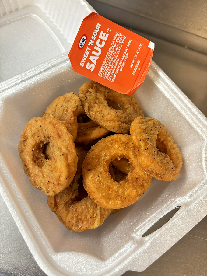 Chicken rings: Because sometimes, squares just won't cut it. These crispy circles are proof that innovation in fried food is alive and well.