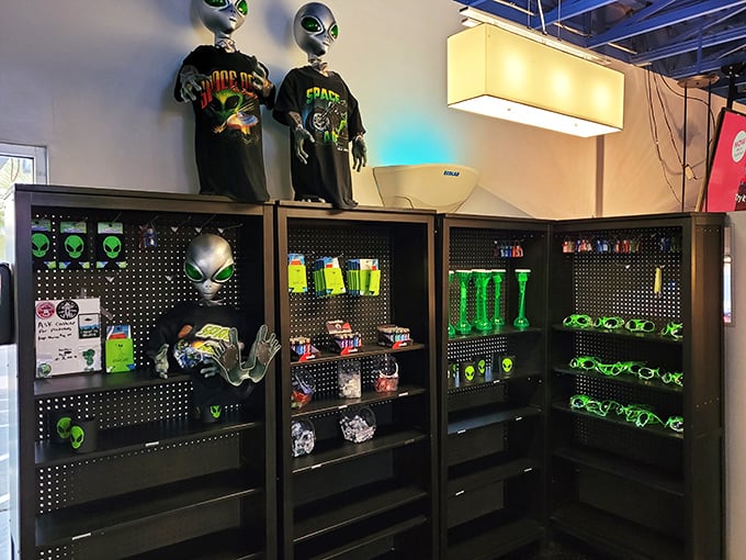 The gift shop: where you can take a piece of the final frontier home. Warning: Alien bobbleheads may cause uncontrollable giggles and lighthearted conspiracy theories.