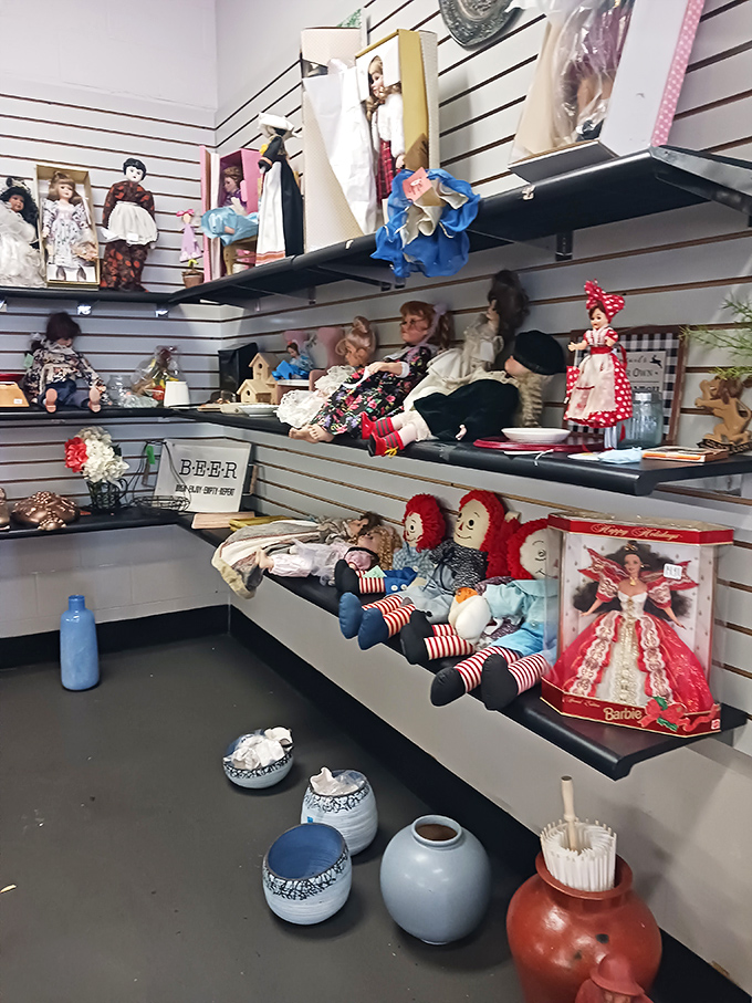 Toy story come to life! This doll display is equal parts nostalgic and slightly unnerving. It's where childhood memories and future collectibles mingle.