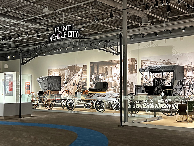 Flint: Where vehicles were born and legends were made. This exhibit is a love letter to the city's automotive heritage.
