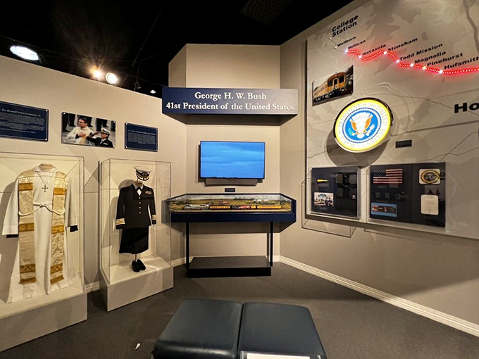 Presidential suite, afterlife edition! George W. Bush's exhibit shows that even in death, leaders keep their Sunday best.