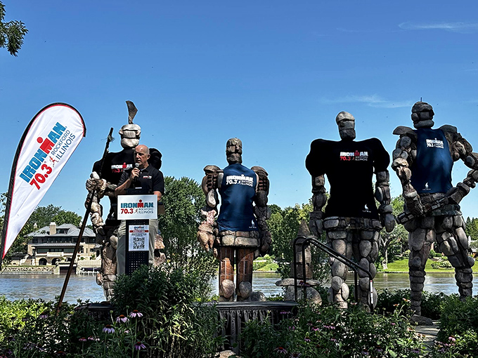 "Even Ironman needs a breather. These rock-solid athletes are always ready for a photo finish."