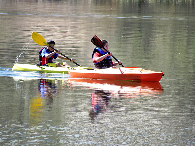 Paddle your way to peace. These kayakers have found the ultimate social distancing - just them and the open water.