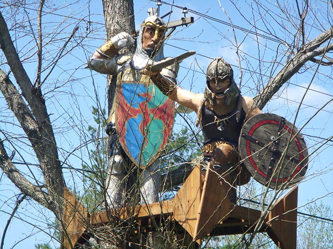 "En garde! These valiant knights stand ready to defend the realm... or at least to make for great photo ops."