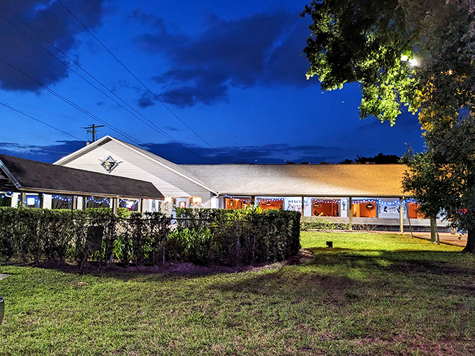 Night falls, but the flavor never sleeps. Frontier Steakhouse glows like a beacon of hope for empty stomachs.