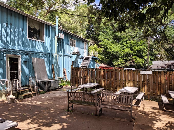 Who needs a five-star patio when you've got picnic tables and fresh air? Al fresco dining, Alpine Inn style.