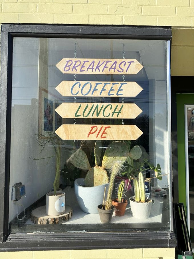 A window into deliciousness: Where cacti and comfort food coexist in perfect harmony.