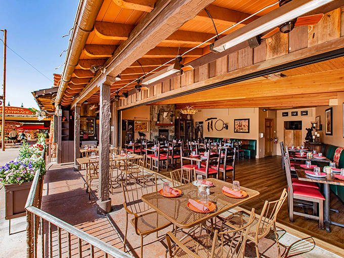 Al fresco dining with a side of sunshine! This patio's got more charm than a cowboy's smile and twice the Vitamin D.