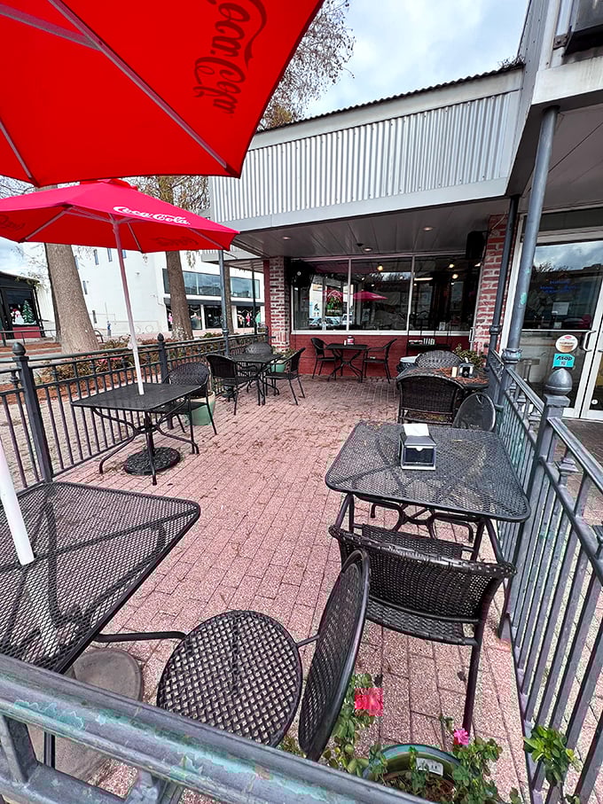 Al fresco dining, Cajun style. Dwyer's patio: where you can soak up sunshine and local flavor in equal measure.