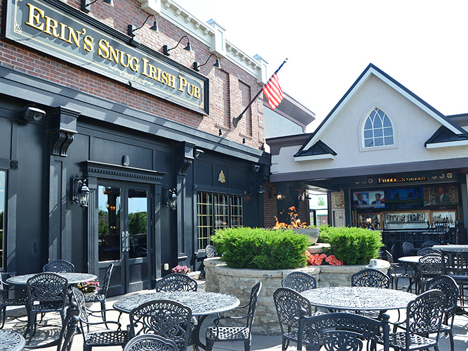 Sl&aacute;inte under the sky! The patio seating offers a perfect blend of fresh air and frothy pints. Irish eyes are definitely smiling out here.