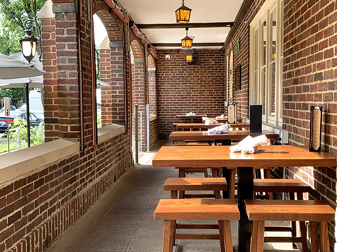 Alfresco dining with a side of old-world charm. This patio is perfect for pretzel-powered people-watching on sunny afternoons.