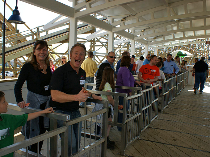 The queue: where anticipation builds and courage is tested. It's like waiting for bratwurst, but with more screaming ahead.