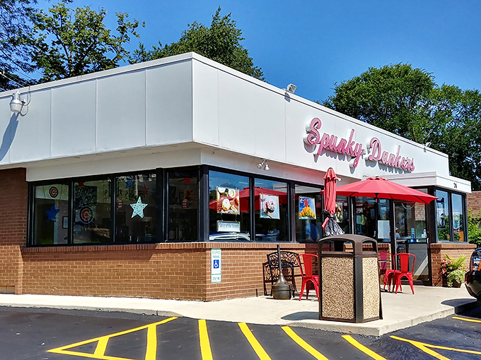 Donut oasis in the suburban desert. Spunky Dunkers stands out like a colorful sprinkle in a world of plain glazed.