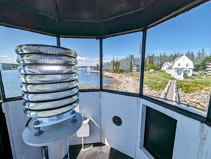 A room with a view: Peek inside the lighthouse's lantern room, where cutting-edge 19th-century tech meets breathtaking coastal vistas.