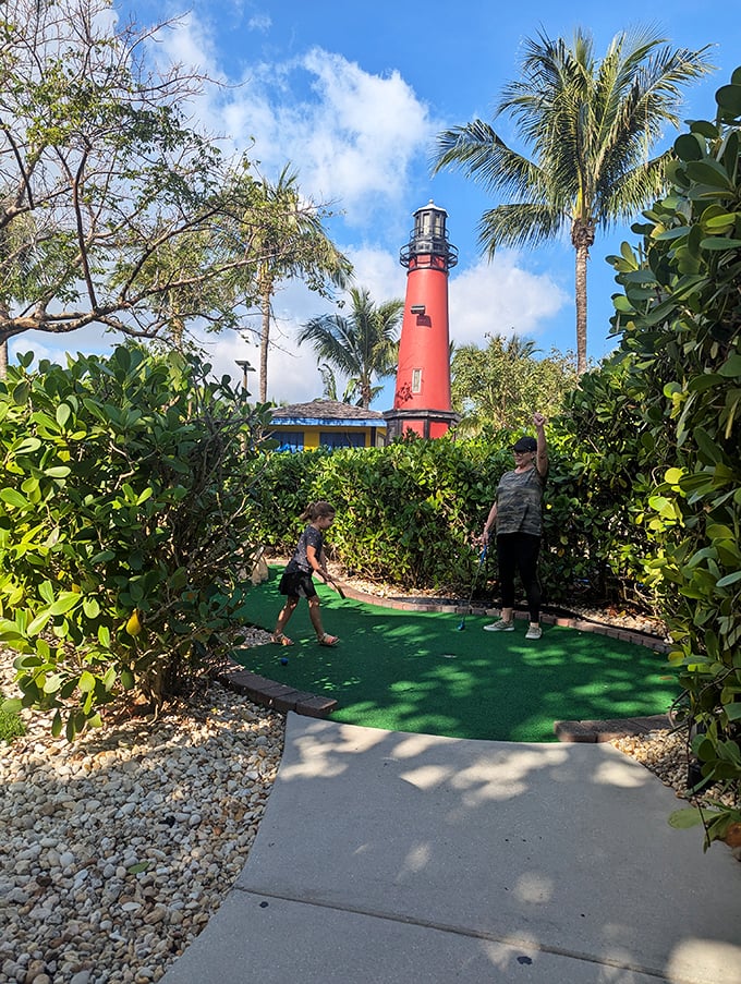 Lighthouse, camera, action! This hole brings new meaning to "playing through" coastal charm.