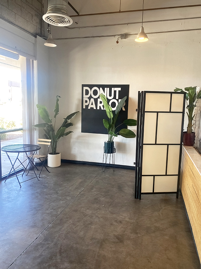 Zen and the art of donut appreciation. This serene corner is perfect for contemplating life's big questions, like "Sprinkles or no sprinkles?"