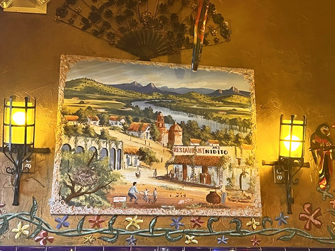 A feast for the eyes! This mural transports you to a quaint Mexican village, no passport required.