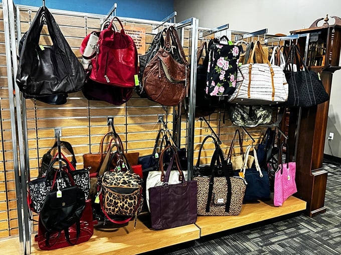 Bag lady's bonanza! With this many purses, you could change your look more often than a chameleon in a disco.