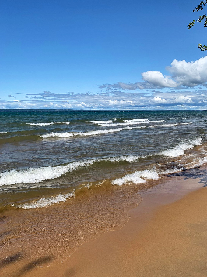 Waves of relaxation: Brimley's beach is like nature's own spa day, complete with water therapy.