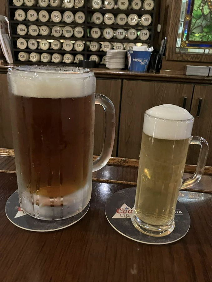 Liquid gold in frosty mugs. These aren't just beers; they're time-honored traditions served up with a frothy smile.